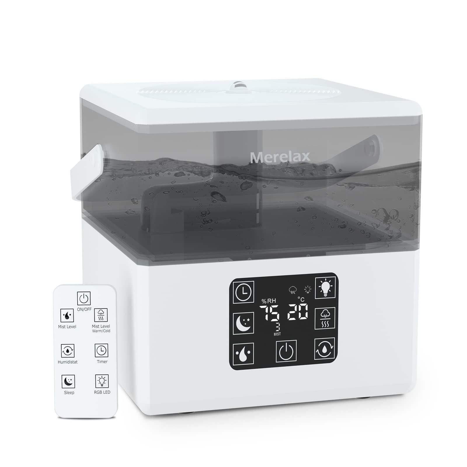 Merelax Ultrasonic Humidifiers for Bedroom Large Room Home, 6L Warm ...