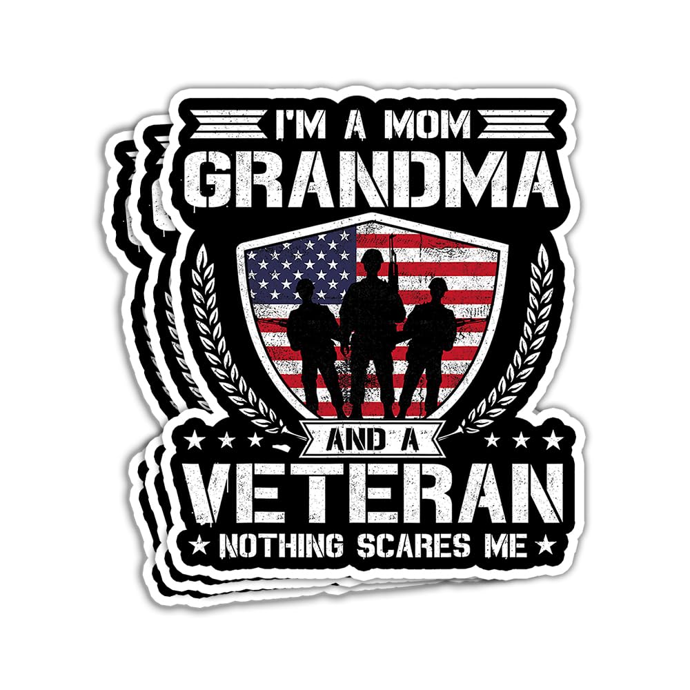 Amazon.com - SODAVA (3Pcs) I'm A Mom Grandma and A Veteran Sticker ...