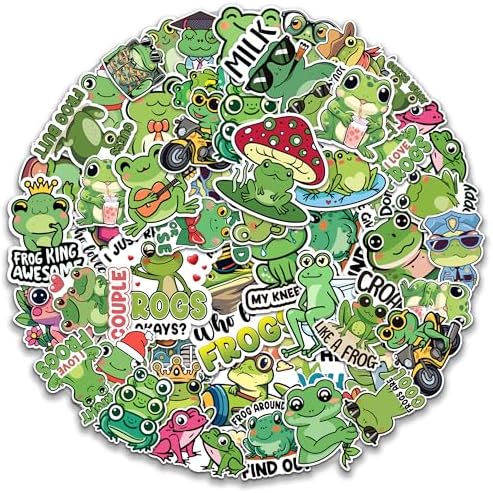 Amazon.com: 50 Pieces Frog Stickers Cartoon Vinyl Waterproof Stickers ...