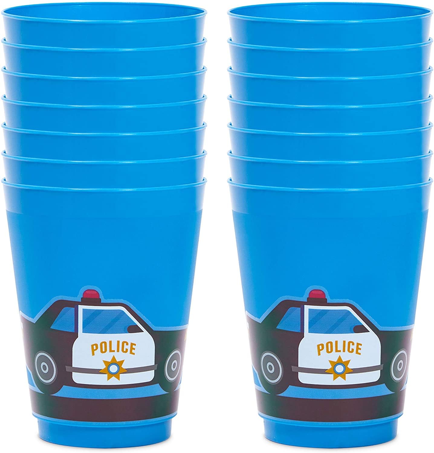 Snapklik.com : BLUE PANDA 16 Pack Plastic Police Cups, Car Party Favors ...