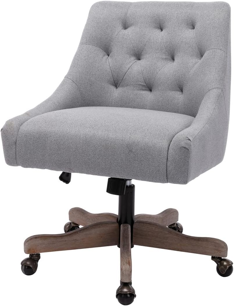 Amazon.com: Swivel Shell Office Chair, Upholstered Leisure Tufted Chair ...