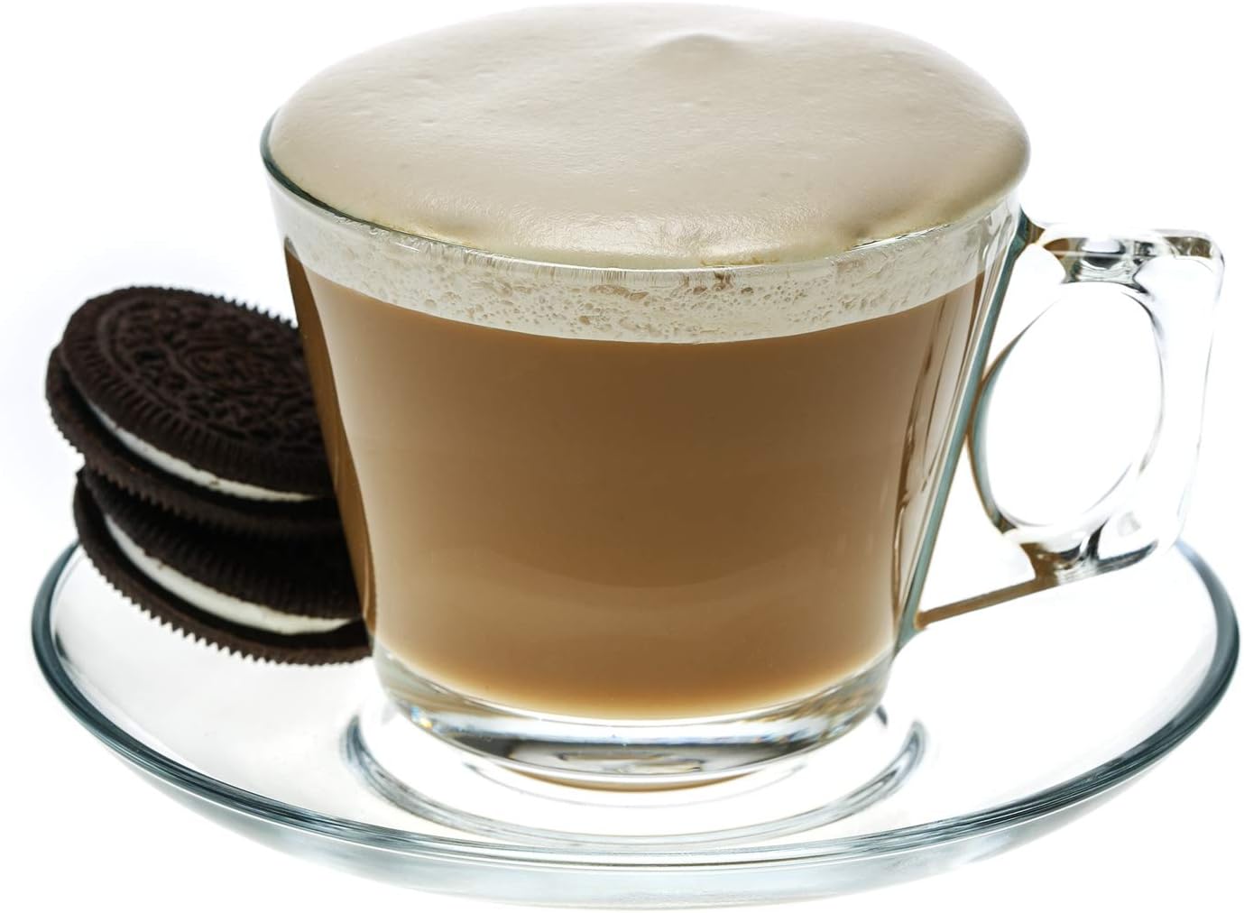 Glass Coffee Cups and Saucers Set, 6PCs Coffee Glass Mugs and 6PCs ...