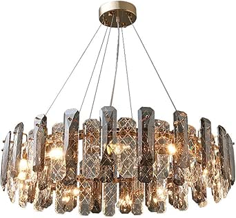 ZSEDP Living Room Round Gold Metal E4 Led Pendant Lights K9 Crystal ...