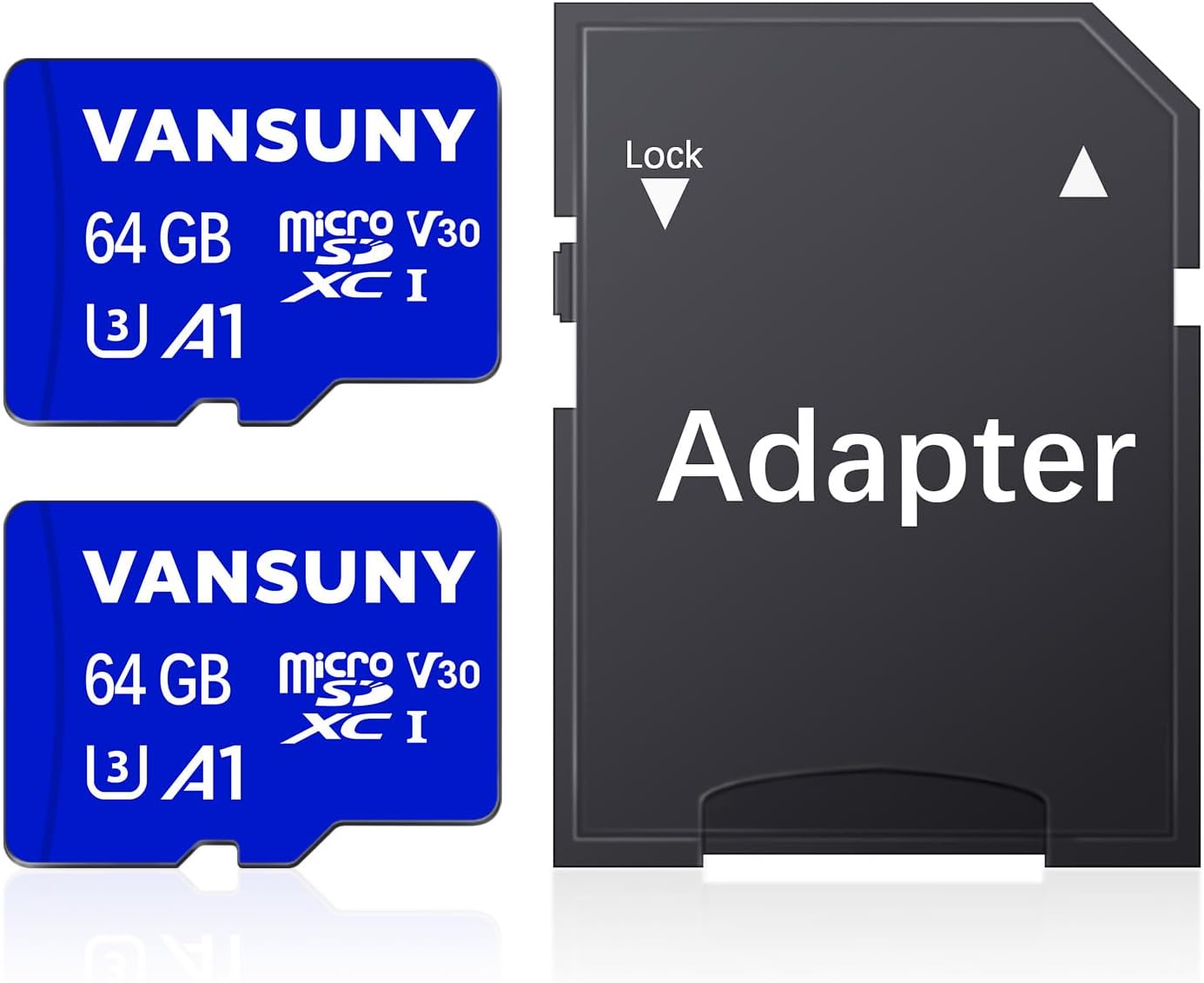 Vansuny 64GB Micro SD Card, 2 Pack MicroSDXC Memory Card with A1 ...