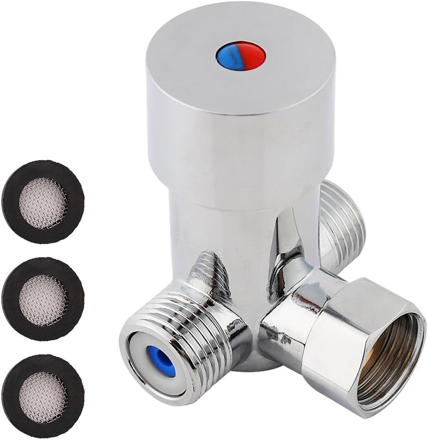 Water Mixing Valve,G1/2 Hot Cold Water Mixing Valve Thermostatic Mixer ...