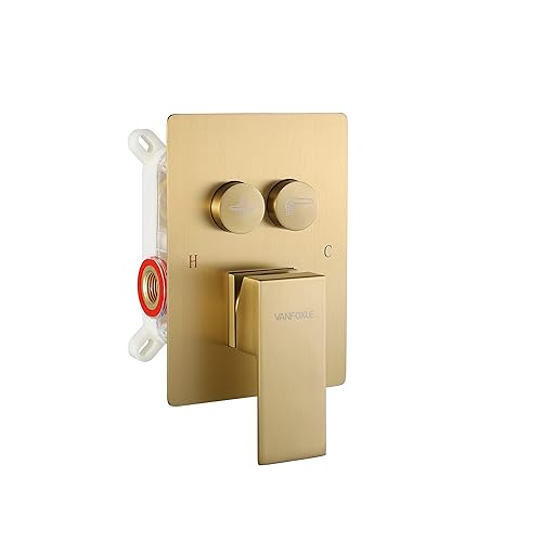 Snapklik.com : VANFOXLE Push Button Diverter Dual Modes Shower Faucet Valve Brushed Gold