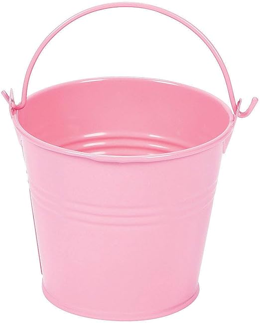 Amazon.com: Fun Express Pastel Pink Tinplate Pails (1 Dozen) Baby ...