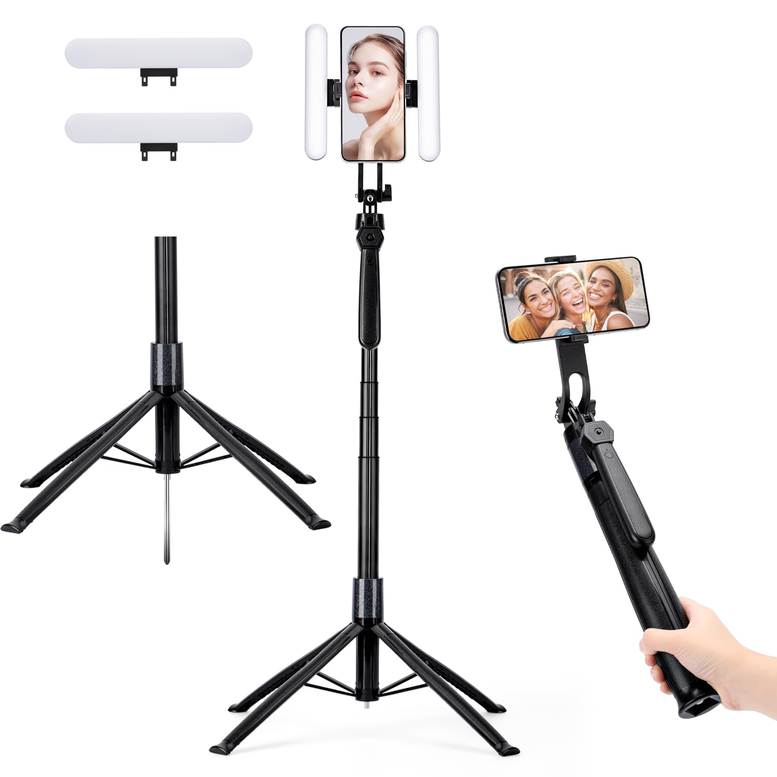 Amazon.com: 70” Selfie Stick Tripod Quadrapod, Onboard Light ...
