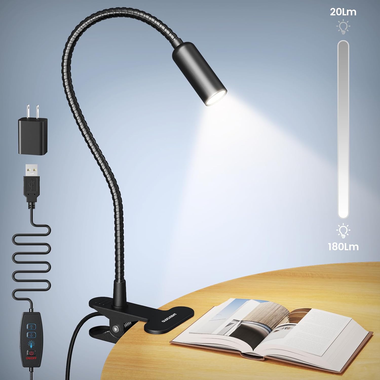 Amazon.com: Glocusent Clip on Light: 10 Brightness Levels from 20 to ...