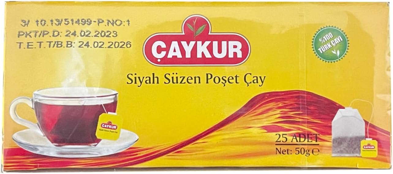 Amazon.com : Turkish Black Tea Bags Çaykur- 2 package/Total 50 bags ...