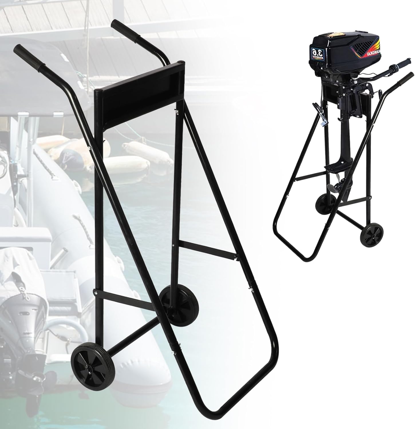 GOOFCXO Fodable Outboard Motor Stand, 30HP Outboard Boat Engine Carrier ...