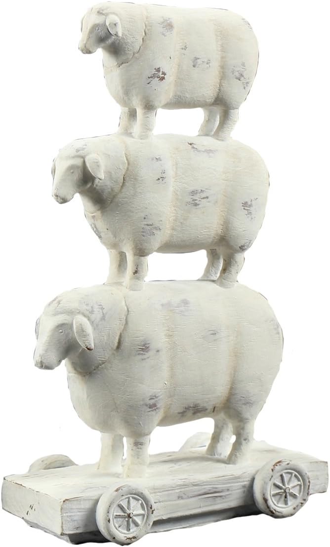 Amazon.com: Young's Resin Stacked Sheep on Cart Figurine, 9-Inch : Home ...