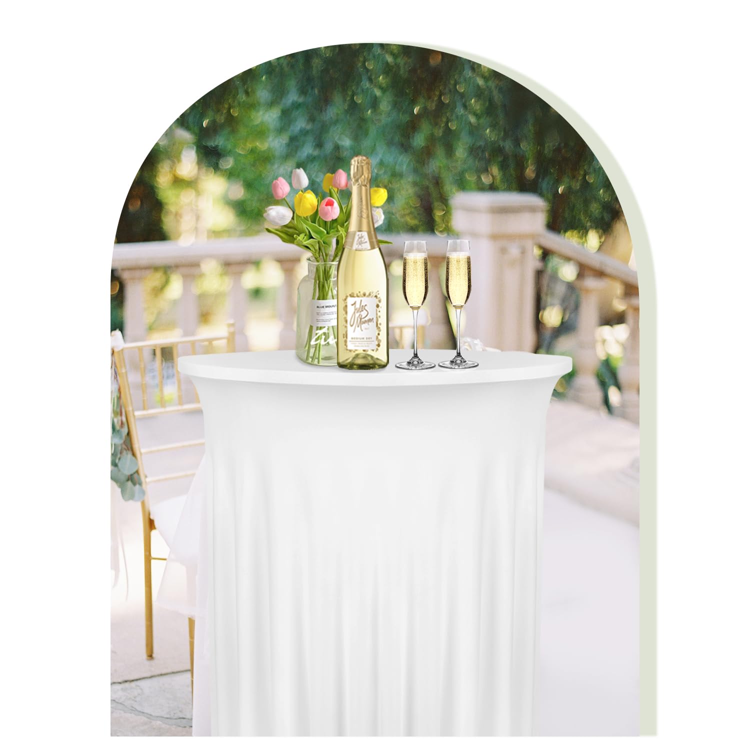 4 Pack 32x43 Inch Highboy Spandex Cocktail Table Cover White, Spandex ...