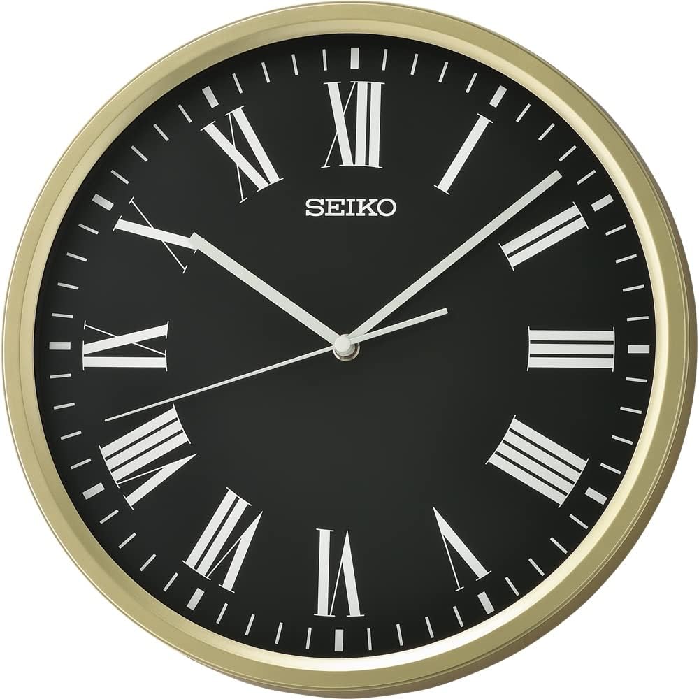 Buy SEIKO Elegant Round Black Plastic Analog Home Decor Wall Clock with ...