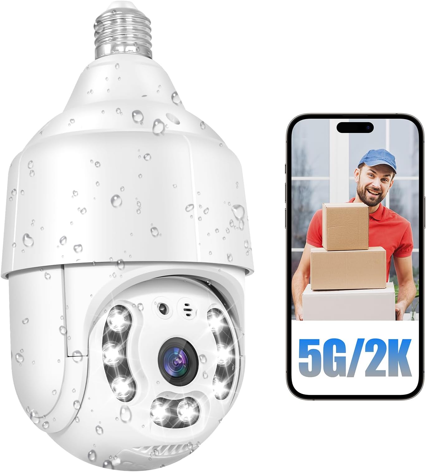 Amazon.com : OJR 2K HD Light Bulb Security Camera Waterproof, 5G/2.4G Wireless WiFi Security Cam ...