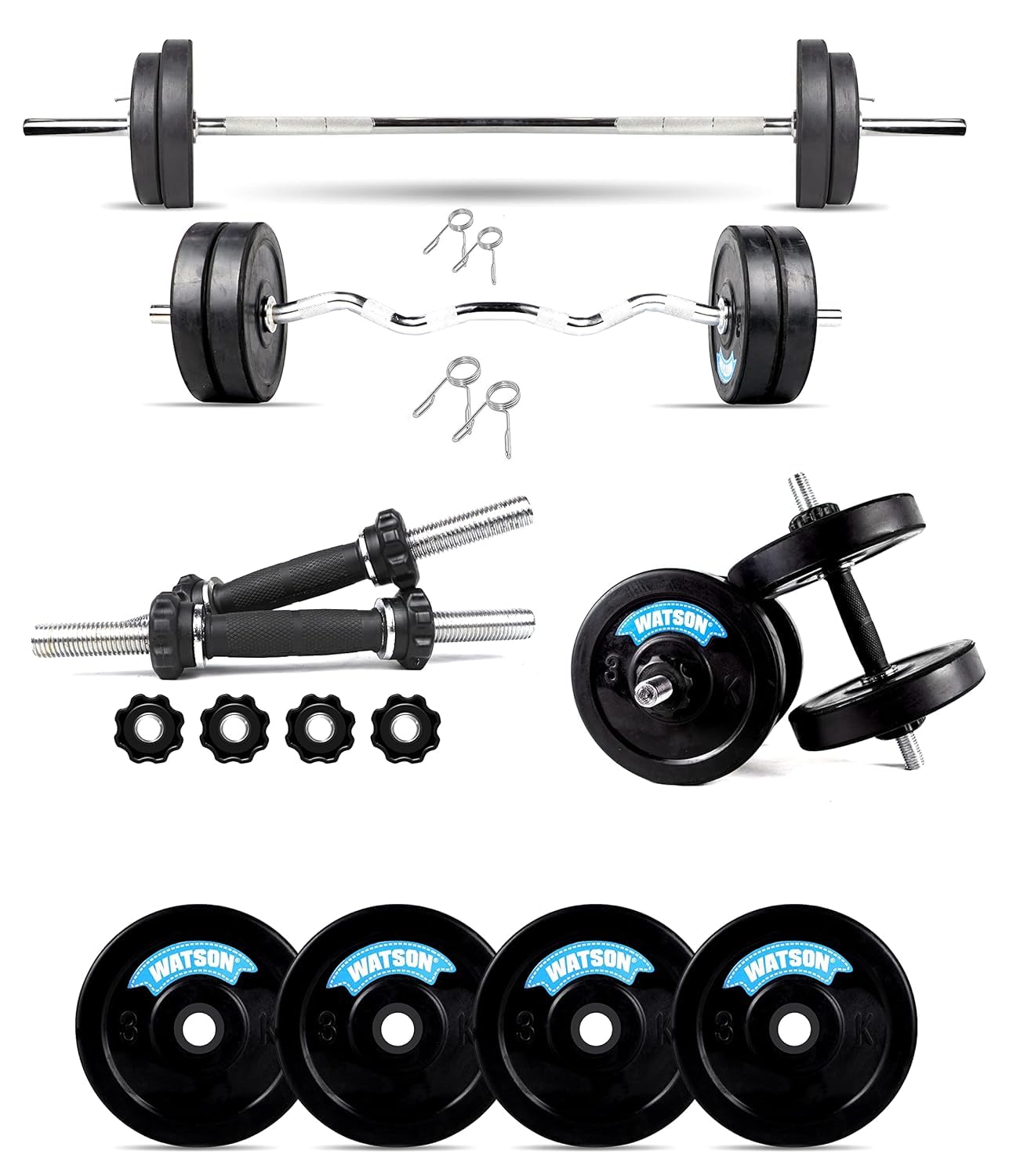 Buy WATSON Home Gym Set, Home Gym Combo with 20Kg Rubber Plates Workout ...