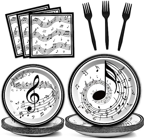 Amazon.com: Colorful Music Notes Birthday Party Supplies Set Plates ...