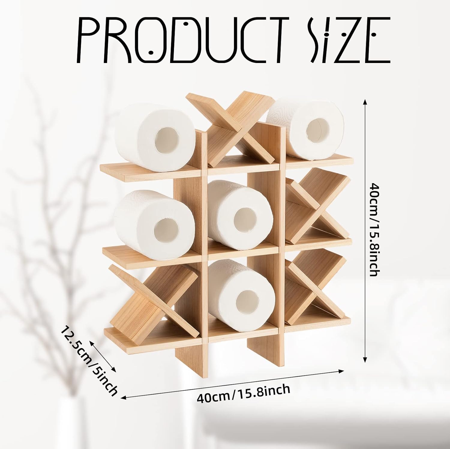 Soporte de papel higiénico de madera rústica para almacenamiento de papel higiénico para baño ...