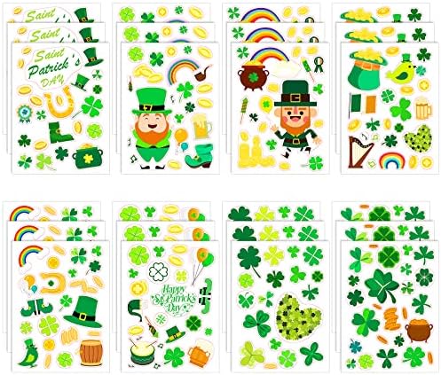 Amazon.com: Qpout 24 Sheets St.Patrick's Day Stickers, Green Shamrock ...