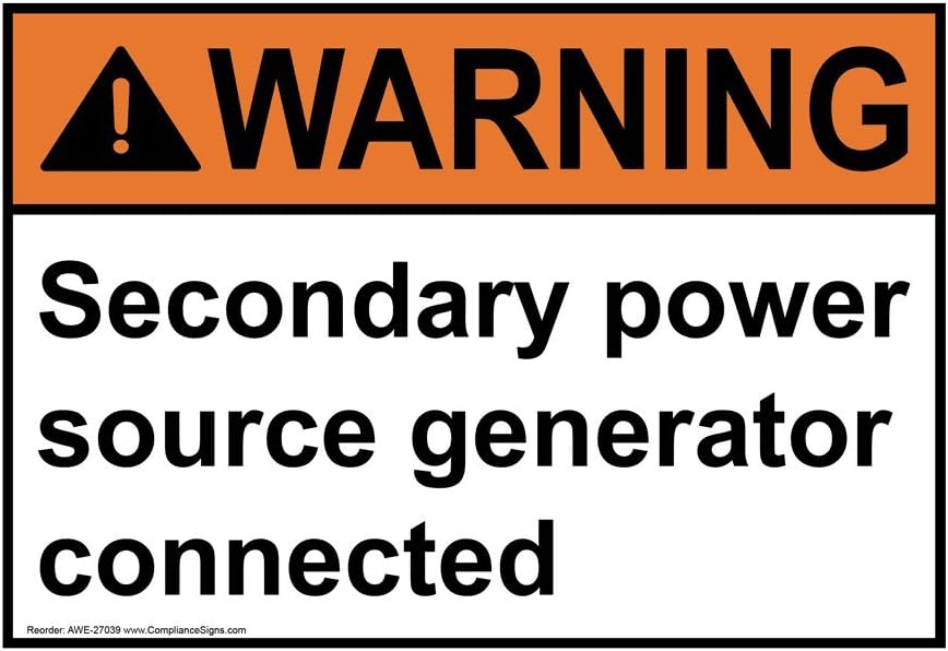 Amazon.com: ComplianceSigns.com WARNING Secondary Power Source ...