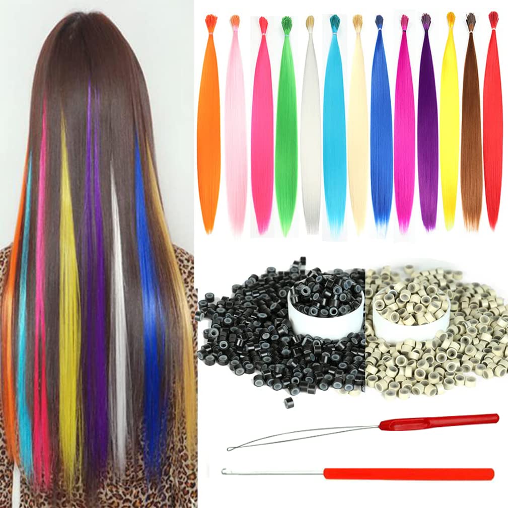 Amazon.com : YUDAOHAIR Synthetic Colored Hair Extensions for Women 20 ...
