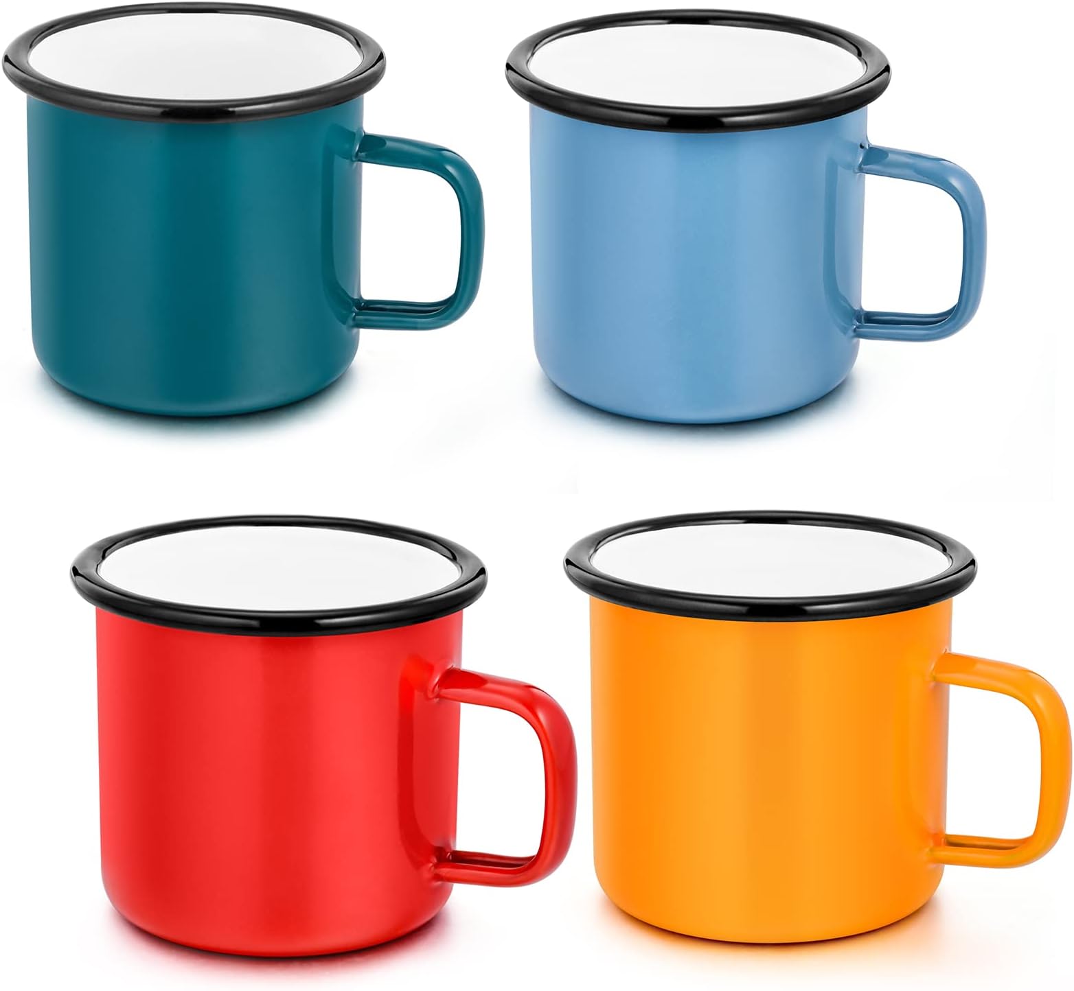 HaWare Enamel Coffee Tea Mug Set of 6, Red/Yellow/Blue/Green/White ...