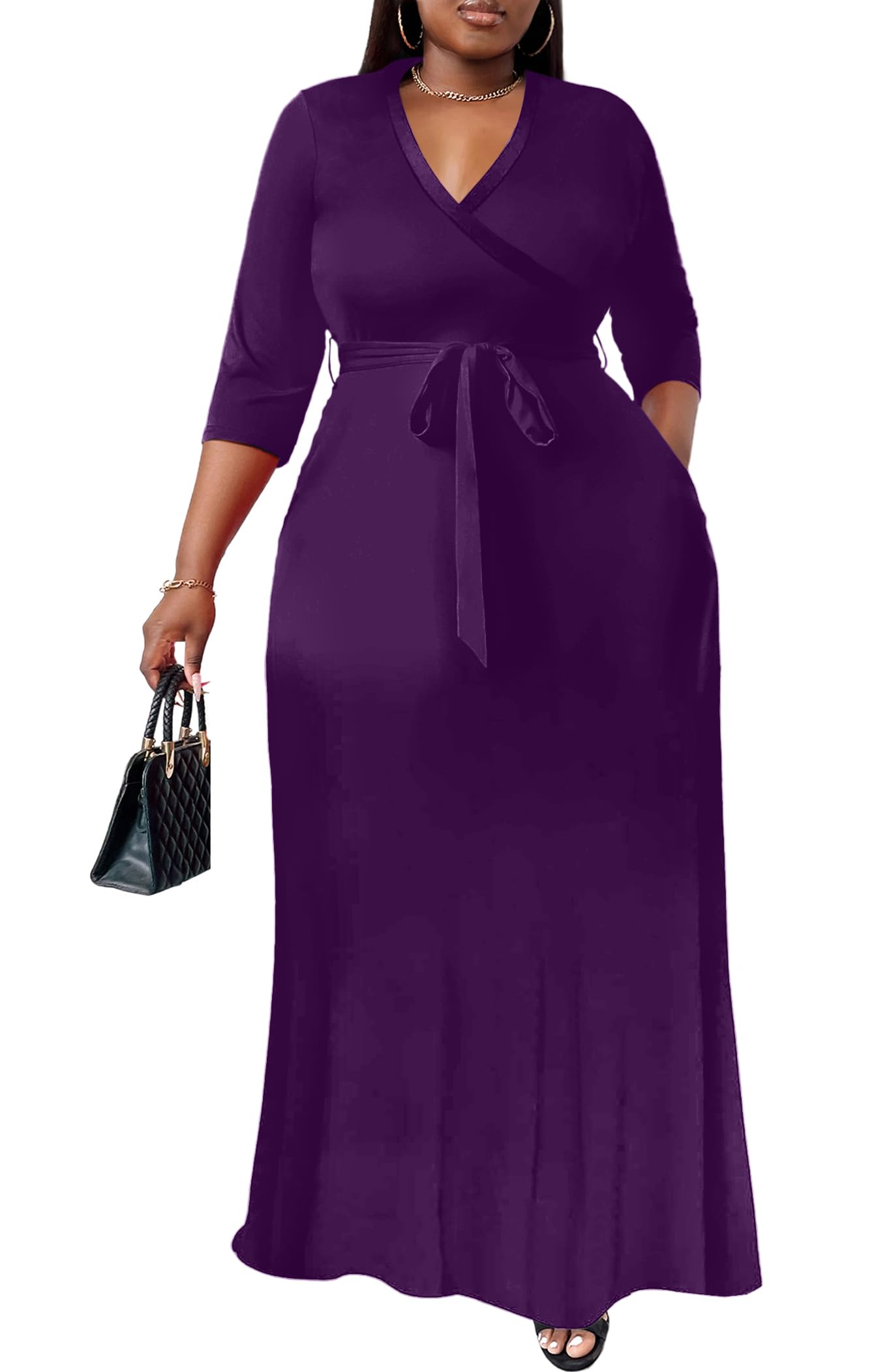 Nmoder Plus Size Maxi Dress for Women - Summer Casual Short Sleeve ...