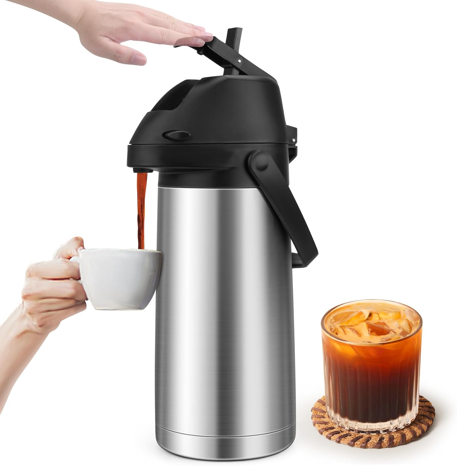 Amazon.com: 65 Oz (1.9L) Airpot Coffee Carafe with Pump, Portable ...