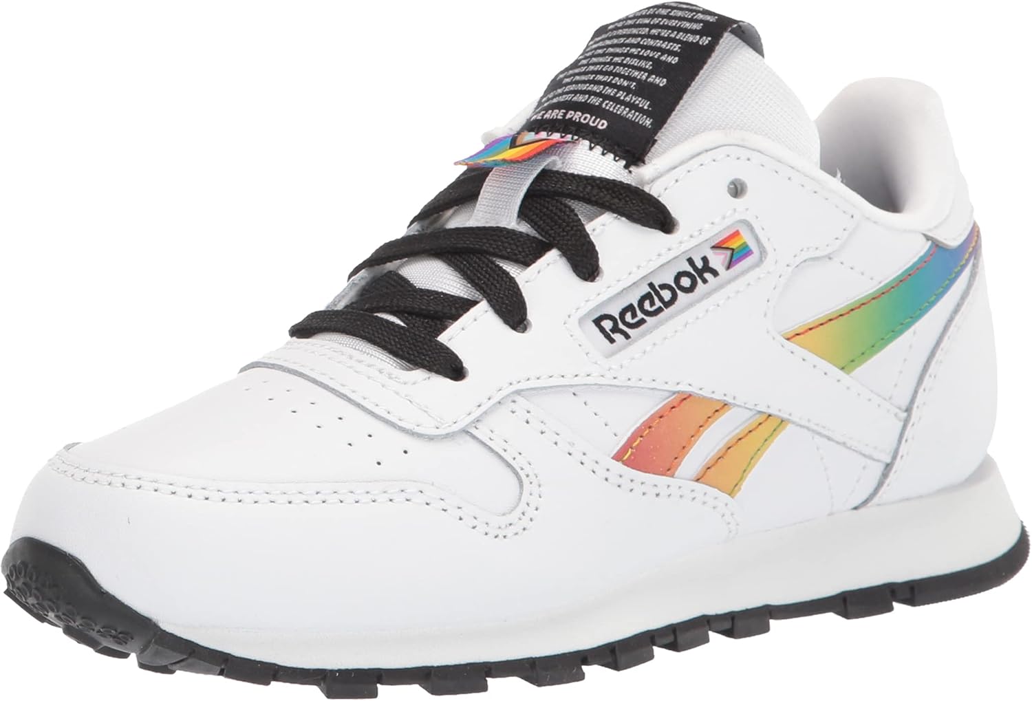 Reebok Kids Classic Leather Sneaker, Pride/White/Core Black/Rainbow, 4 ...