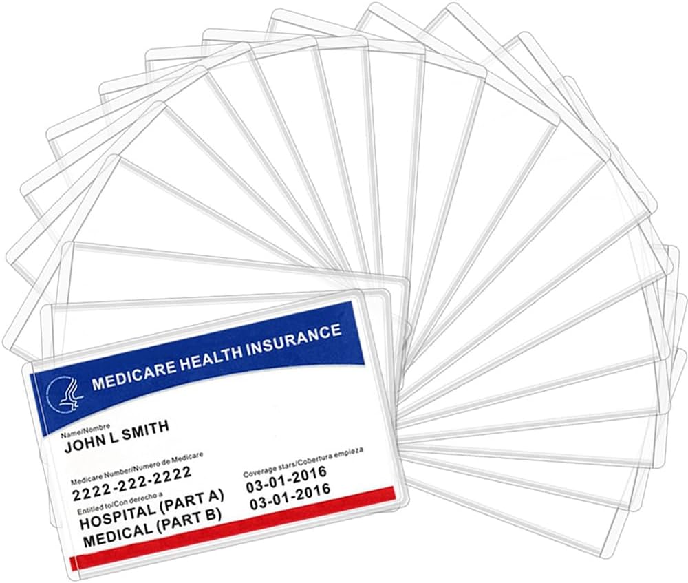 Amazon.com : 20 Pack New Medicare Card Holder Protector Sleeves, clear ...