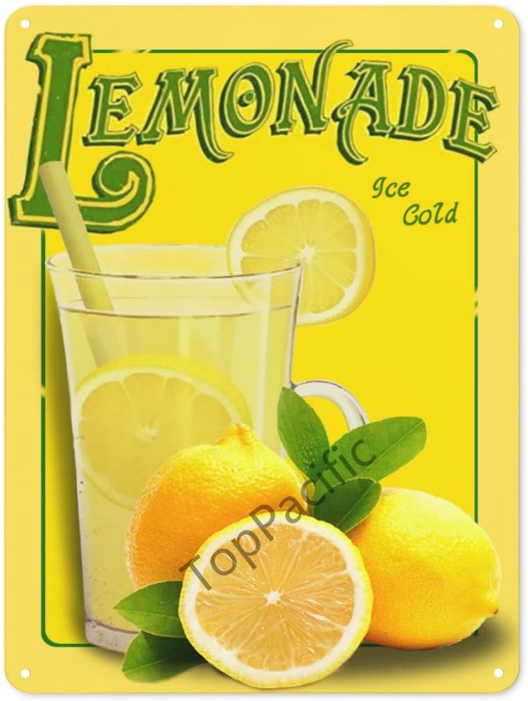 Amazon.com : TopPacific 12x8 inches Vintage Ice Cold Lemonade Tin Sign ...
