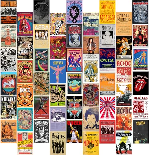 EDUS 54PCS Vintage Rock Wall Collage Kit, Nirvana/Band Posters for Room ...