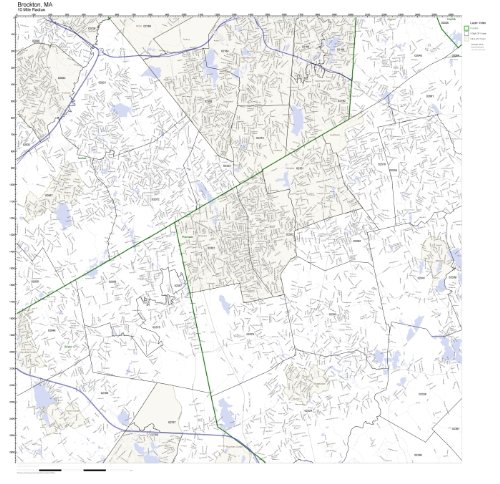 Amazon.com : Brockton, MA ZIP Code Map Laminated : Prints : Office Products