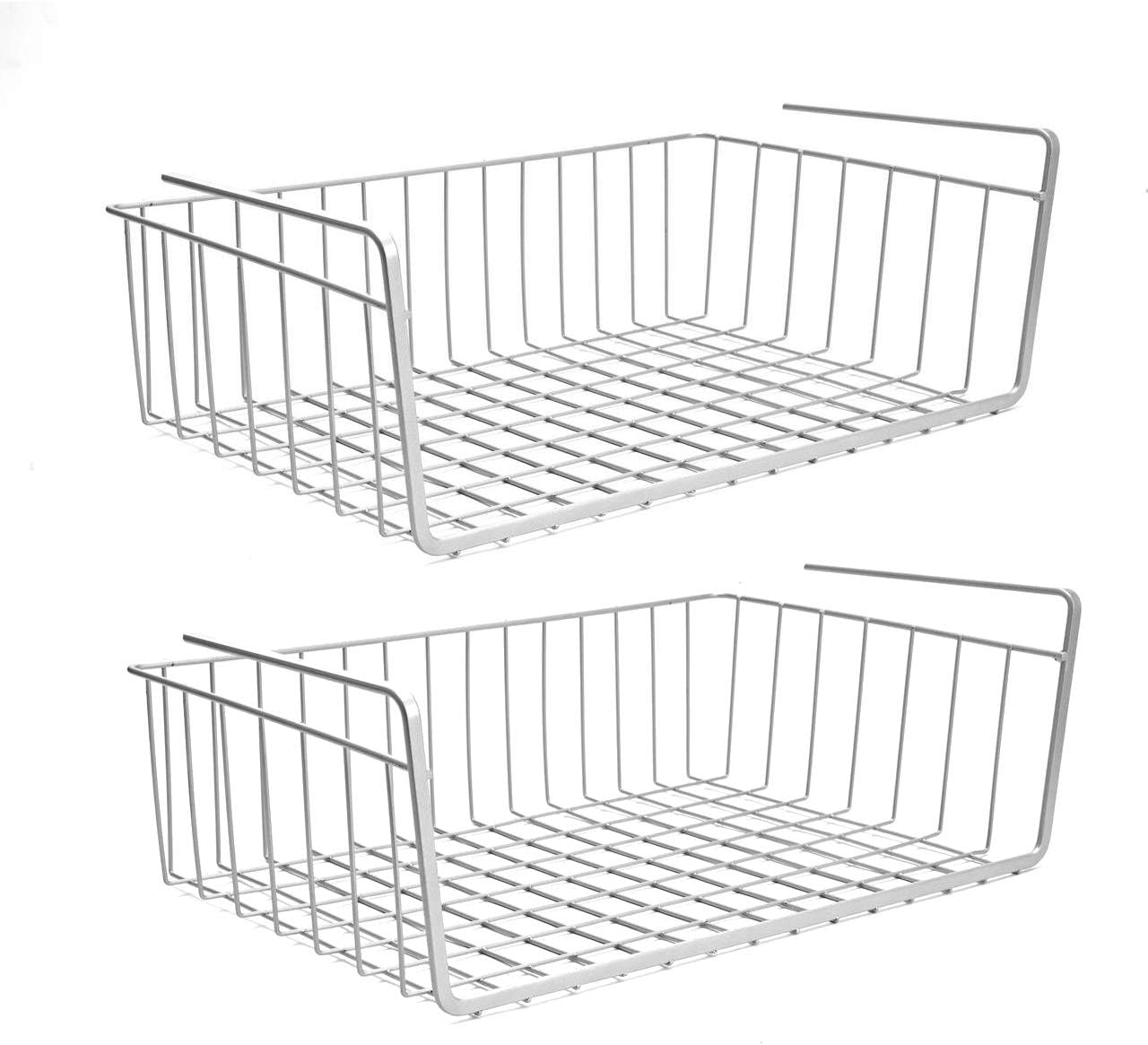 Go Hooked 12 Inch Undershelf Storage Basket Under Cabinet Storage Organizer 3 Pcs White Space ...