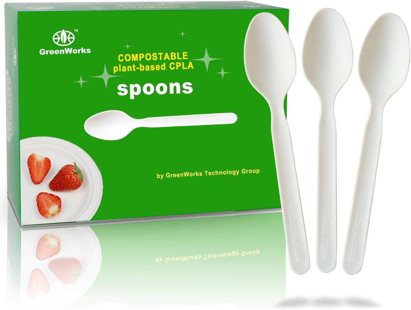 Amazon.com: GreenWorks 200 Count Heavy-duty Compostable spoons, BPI ...