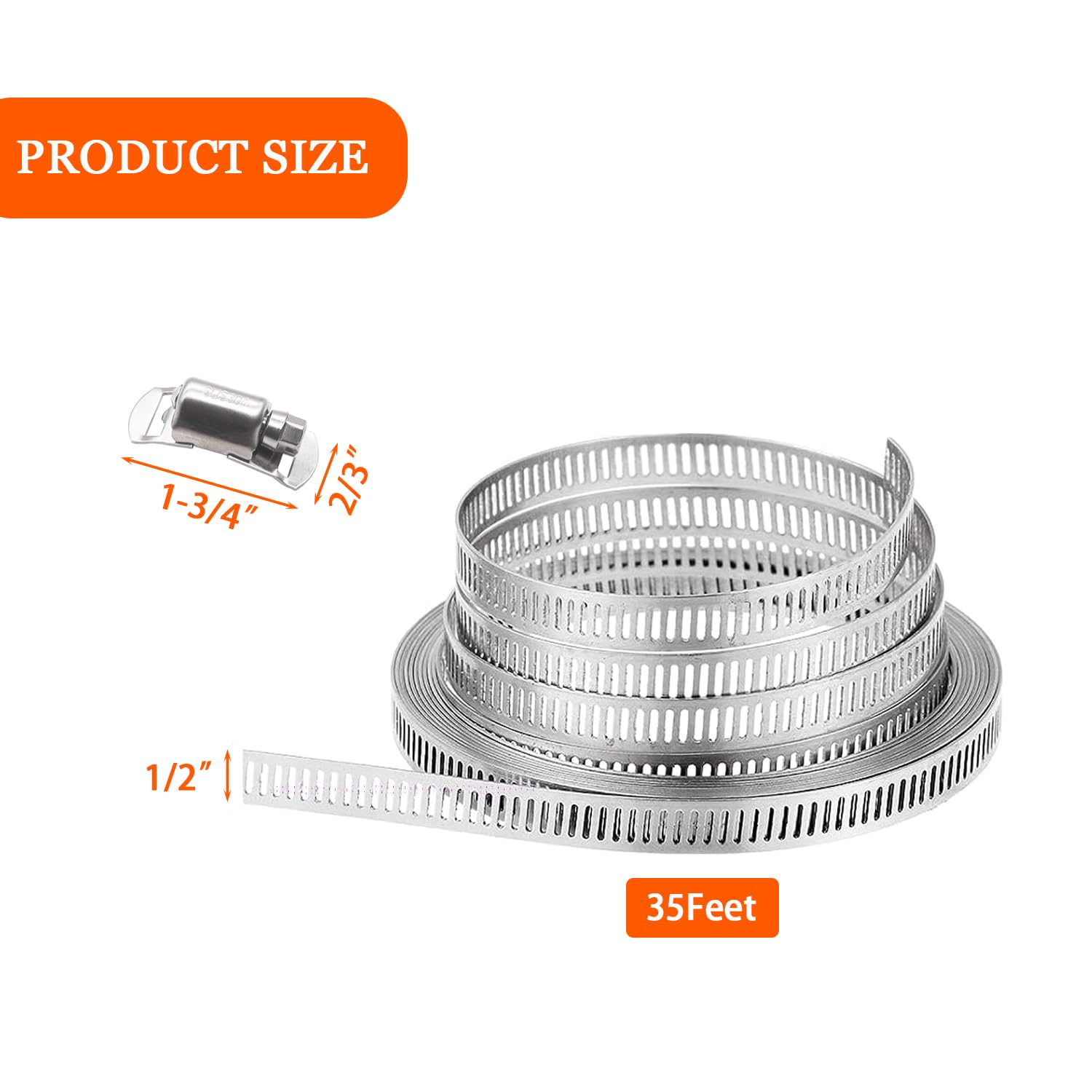 Snapklik.com : DIY Hose Clamps 35 FT 304 Stainless Steel Metal Strap ...