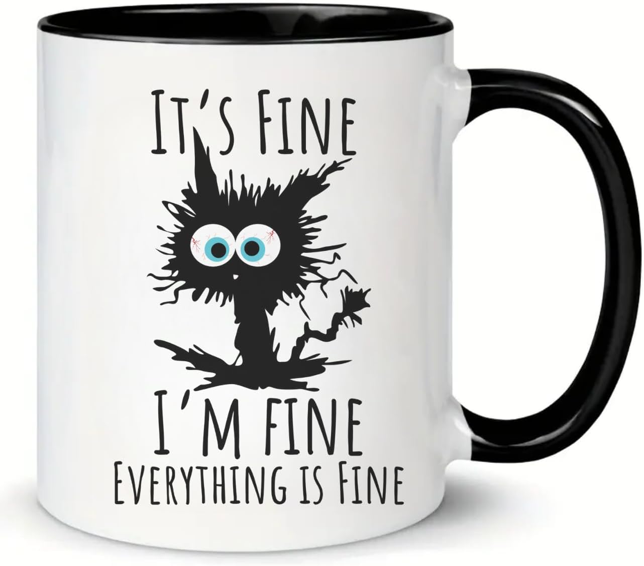 Amazon.com: MissDaisy It's Fine I'm Fine Funny Coffee Mug - Cute Cat ...