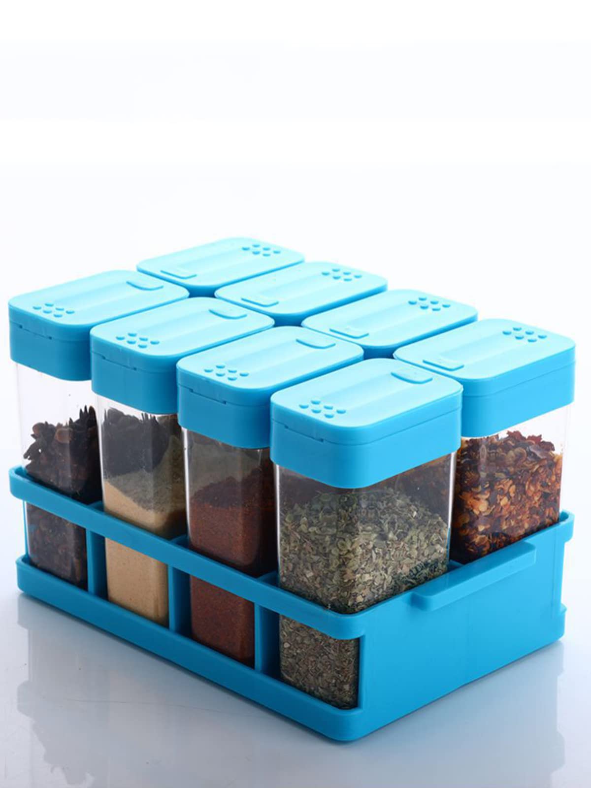 Buy HOMETALES Mini Masala Container with Stand, 100ml each, Blue Lid ...