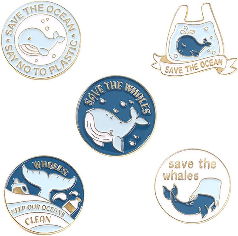 Amazon.com: Save The Ocean Enamel Pins Protect the Earth Cartoon Brooch ...