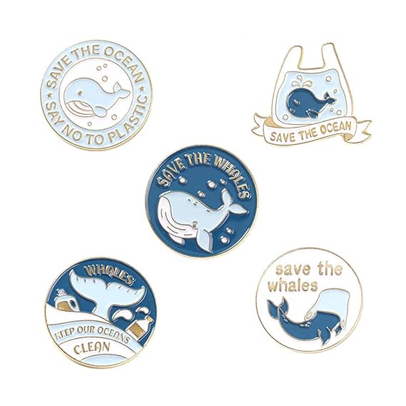 Amazon.com: Save The Ocean Enamel Pins Protect the Earth Cartoon Brooch ...