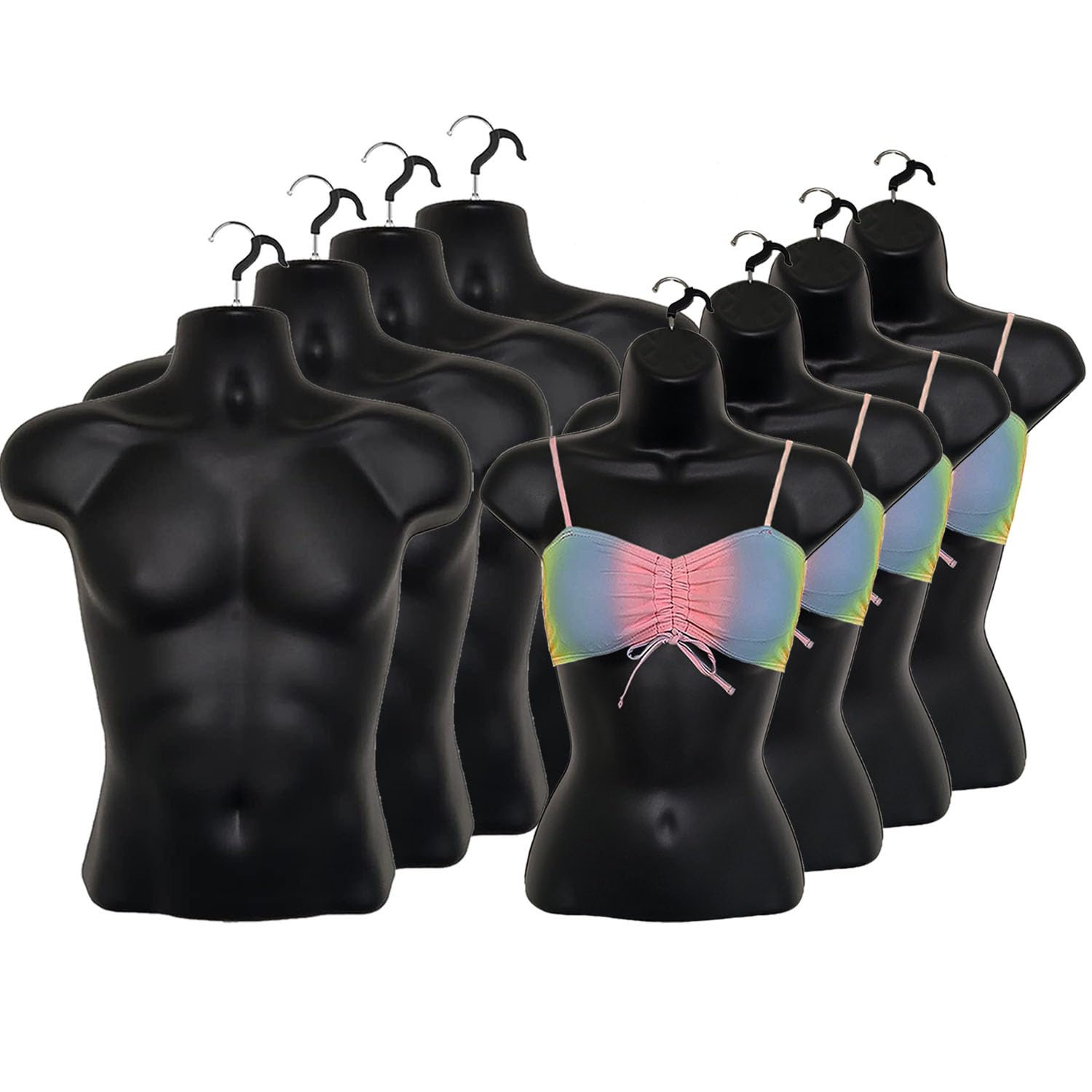 Snapklik.com : DisplayTown Black Male + Black Female Mannequin Injection Forms Half Rounded ...