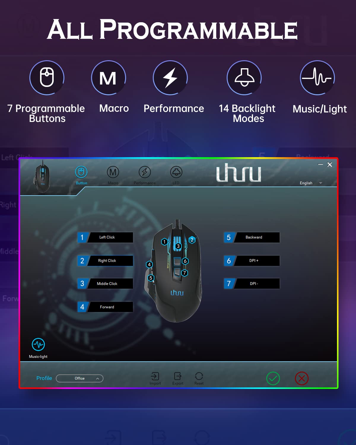 UHURU Wired Gaming Mouse, WM-...B098B9FCPF | Encarguelo.com