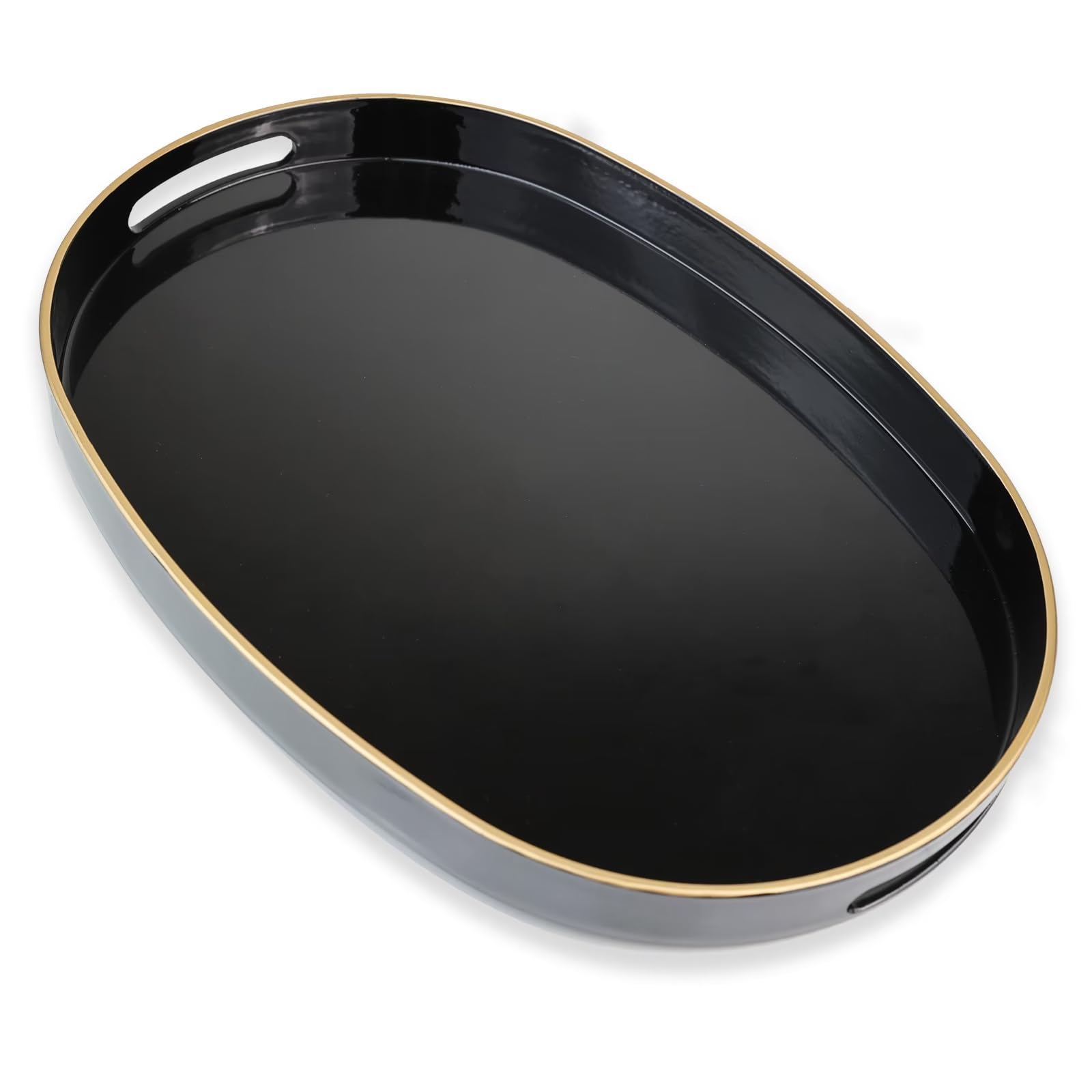 Amazon.com: Omuriko Black Oval Decorative Tray with Handles, Versatile ...