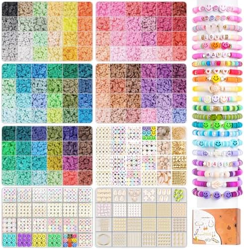 25000 Pieces Beads for Bracelets DIY Set, 120 Colours 6 mm Heishi Beads ...