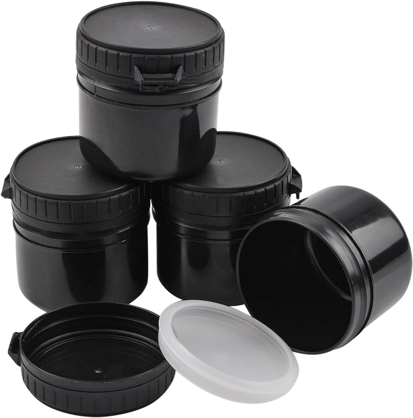 WANDIC Plastic Paint Cans, 4PCS 200ML Black Empty Plastic Paint Jars ...