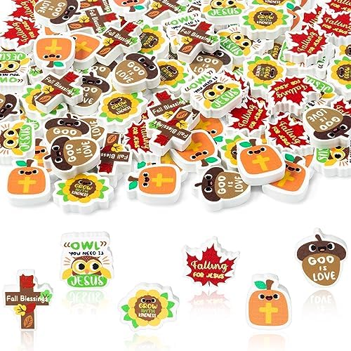 Amazon.com: CJiangpo 60Pcs Fall Christian Mini Eraser for Kids Bulk ...