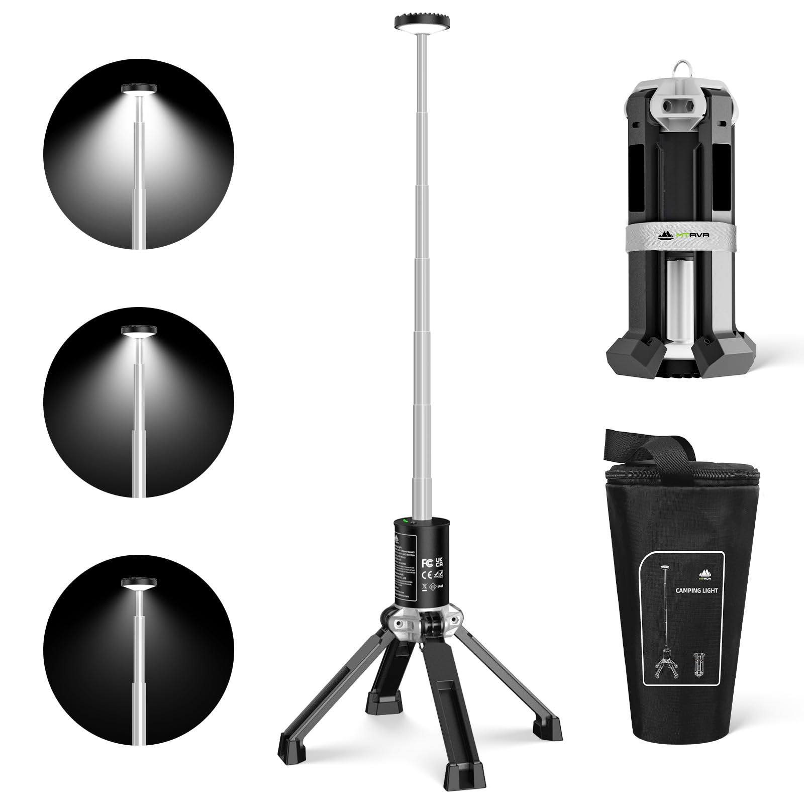 MTRVR Portable Rechargeable Telescopic Camping Lantern, 20000mAh Power ...
