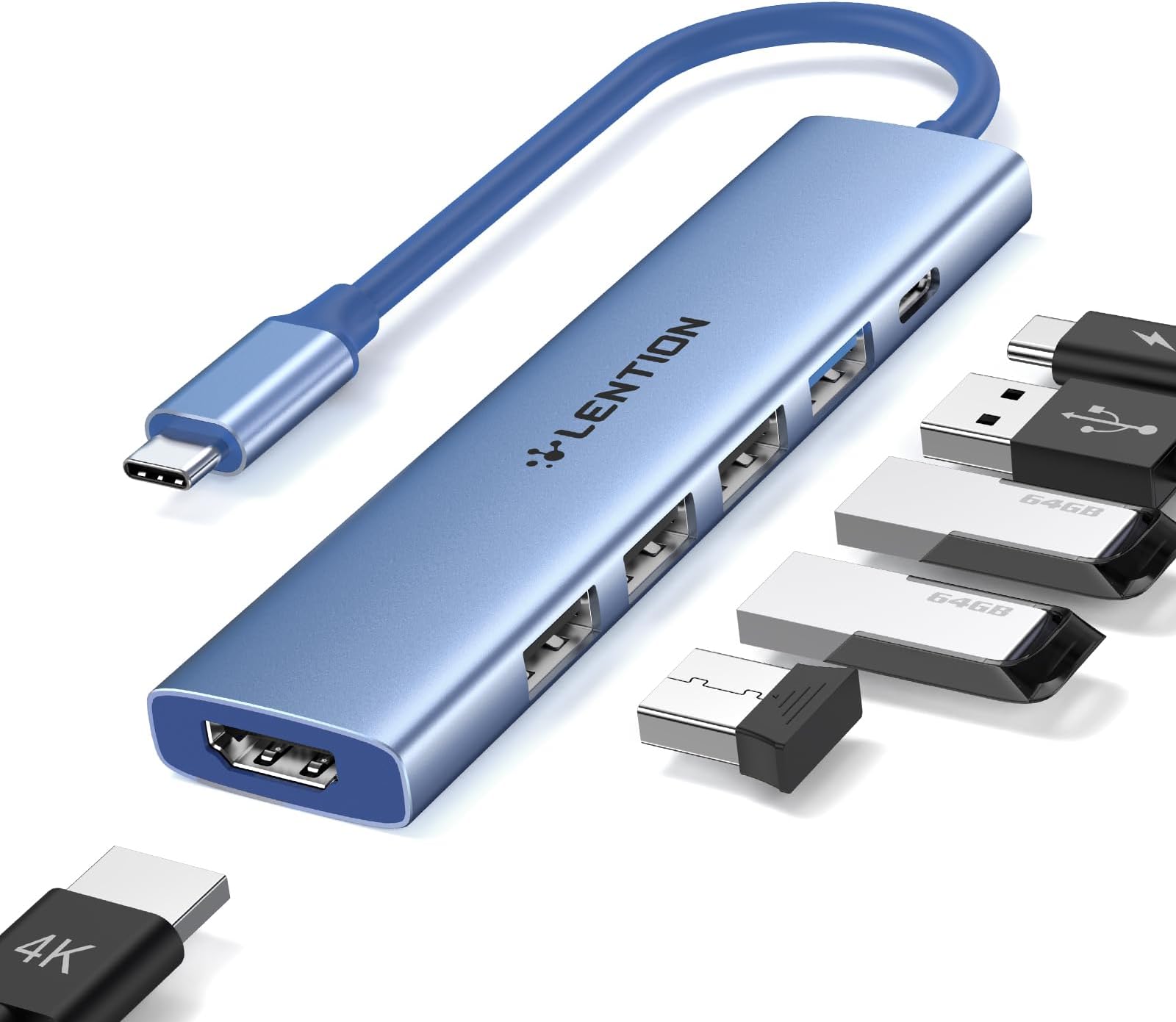 Amazon.com: LENTION USB C Hub Multiport Adapter with 100W PD Charging ...
