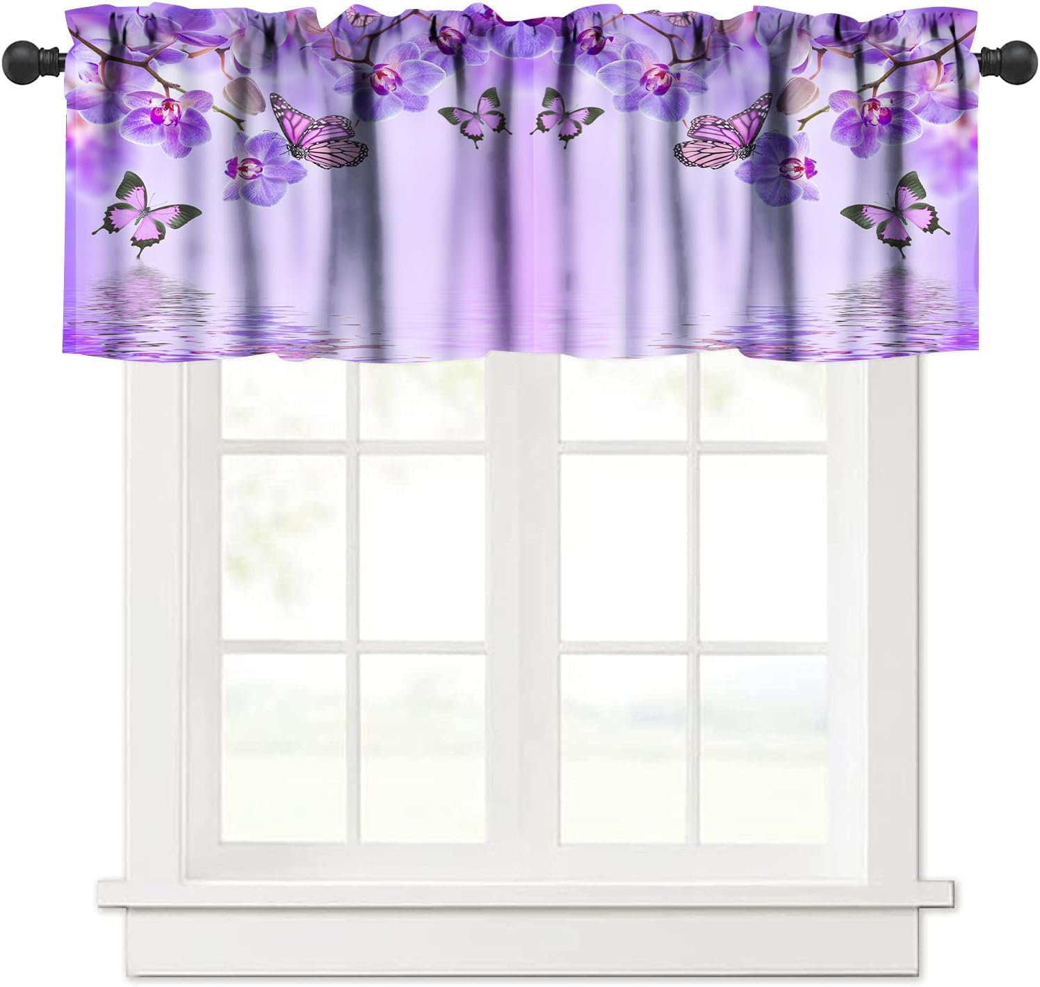 Amazon.com: HZOHNAGO Purple Butterfly Window Valance Curtains Nature ...