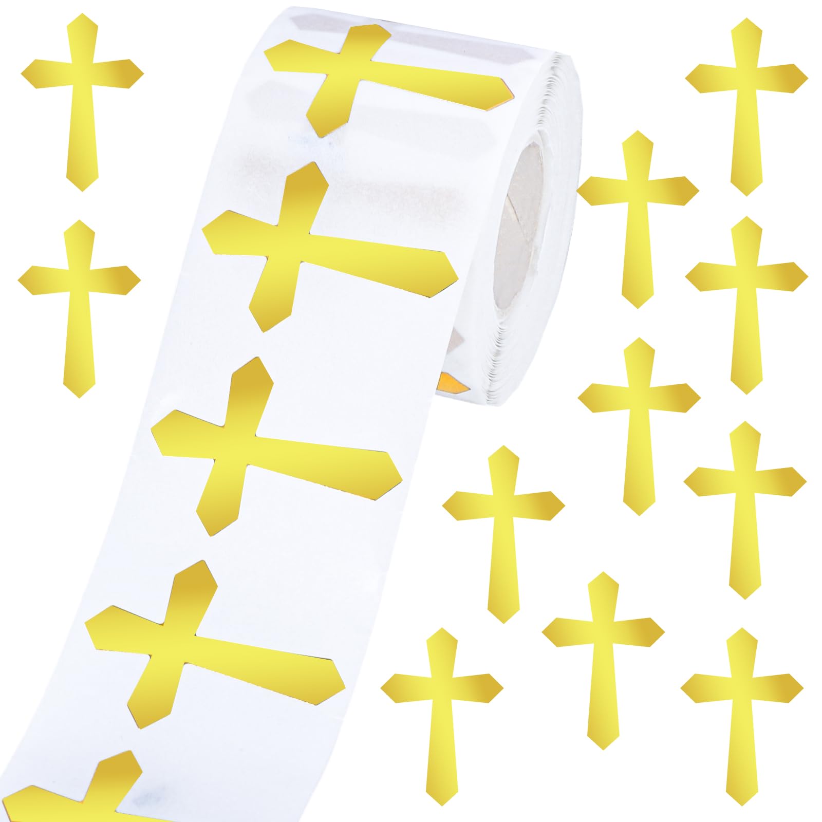 Amazon.com: Whaline 500Pcs Gold Cross Stickers Roll Gold Foil Seal ...
